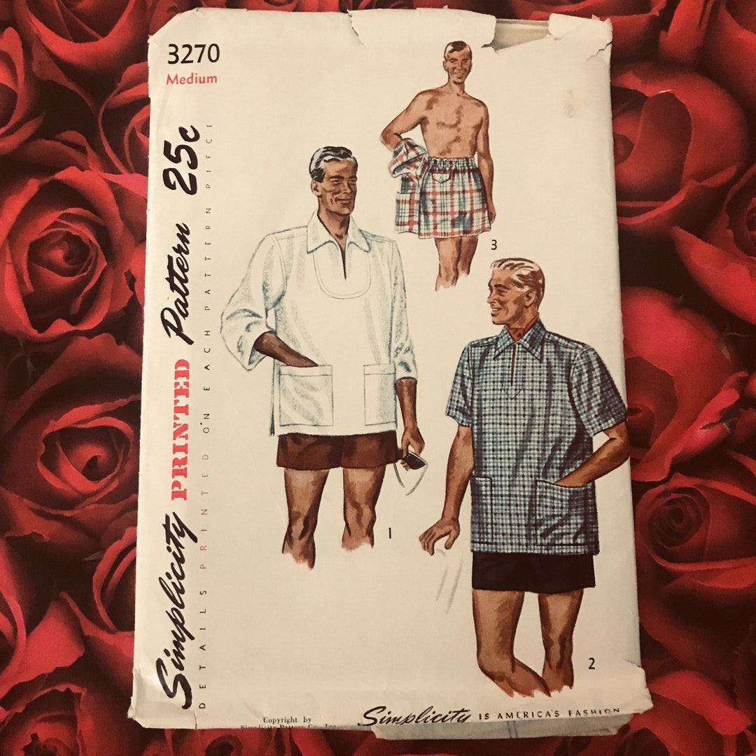 Uncut 1950’s Mens Swim Shorts and Beach Top- Simplicity #3270 - Etsy