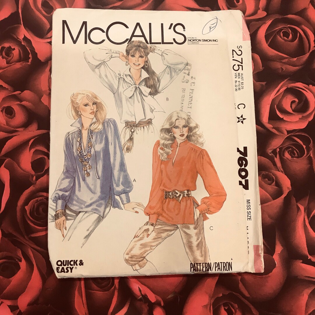 80’s Uncut Mccalls Top Pattern #7697 - Etsy