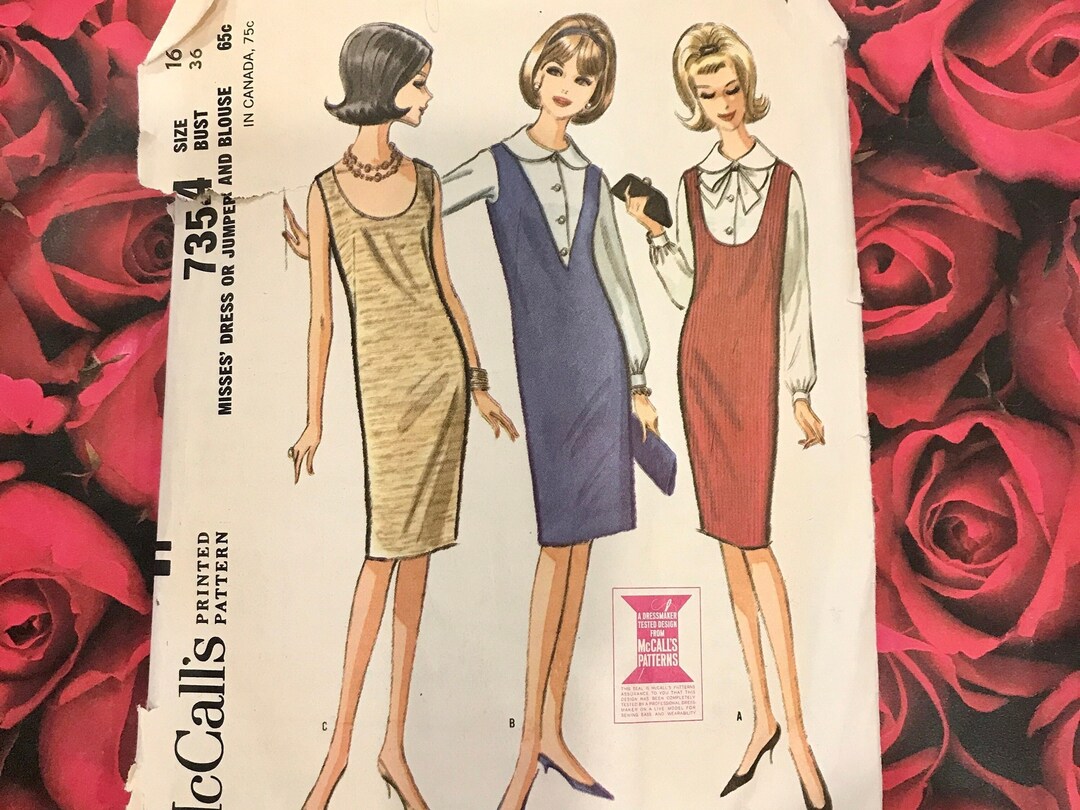 1964 Dress, Jumper and Blouse Pattern- Mccalls #7354 - Etsy