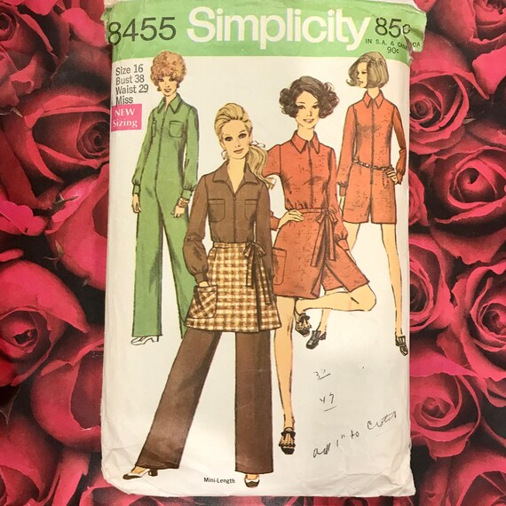 1960s Jumpsuit and Wrapped Skirt Pattern Simplicity 8455 - Etsy