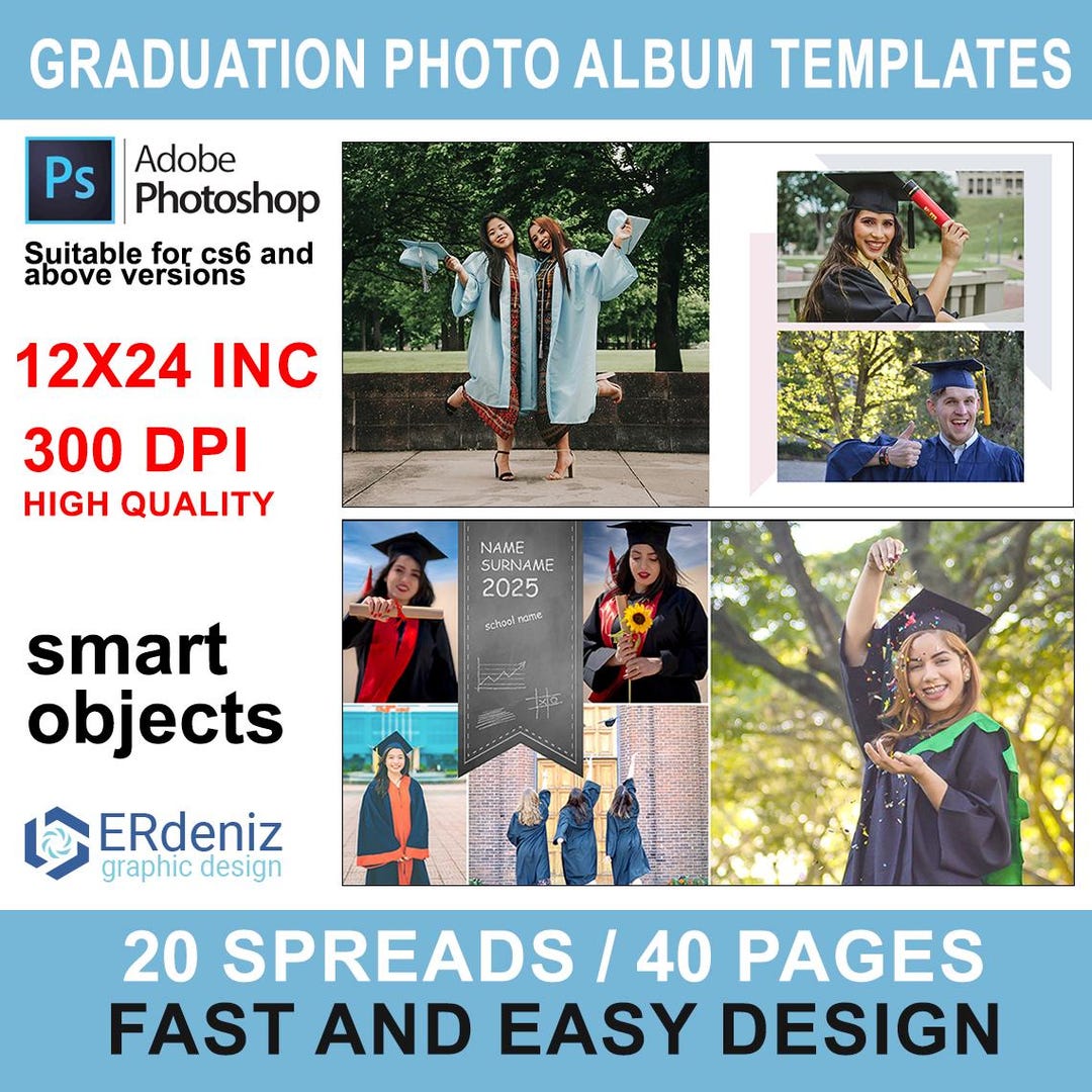 Graduation Photo Album Template, 12x24 Psd Album Templates, Photobook ...