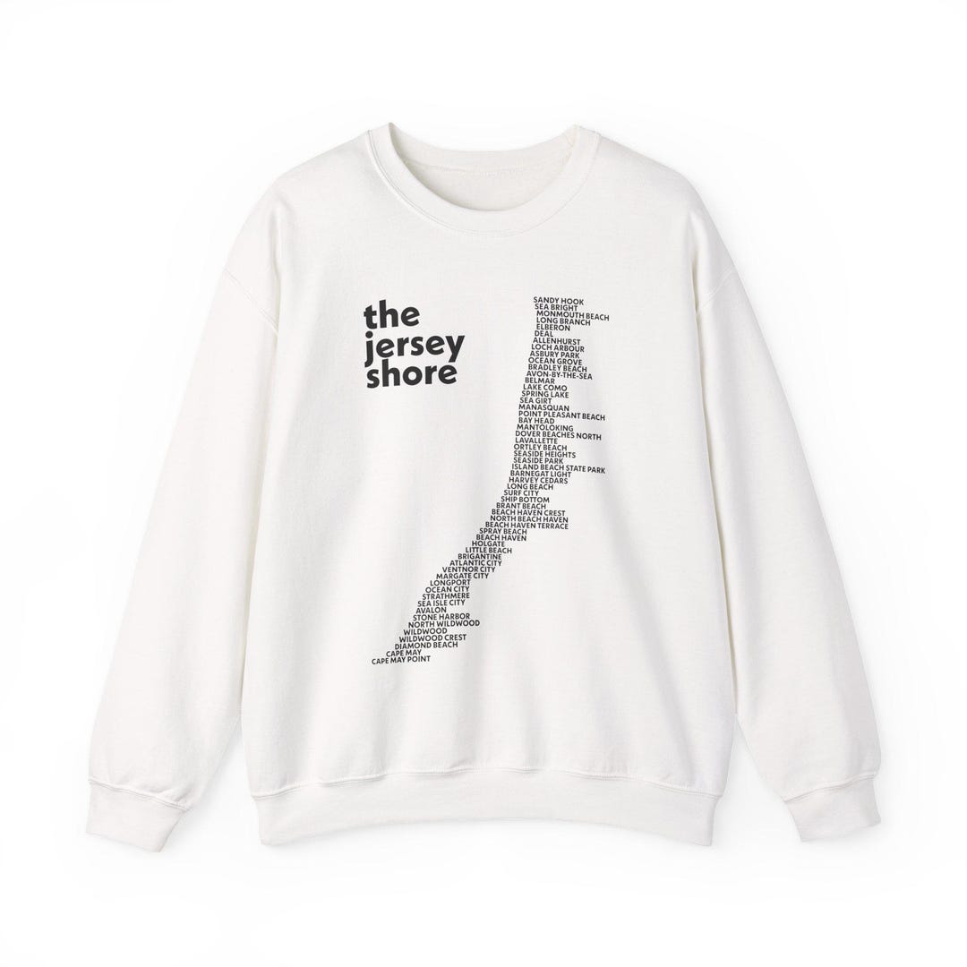 New Jersey "jersey Shore - 55 Shore Towns" Unisex Soft Crewneck ...