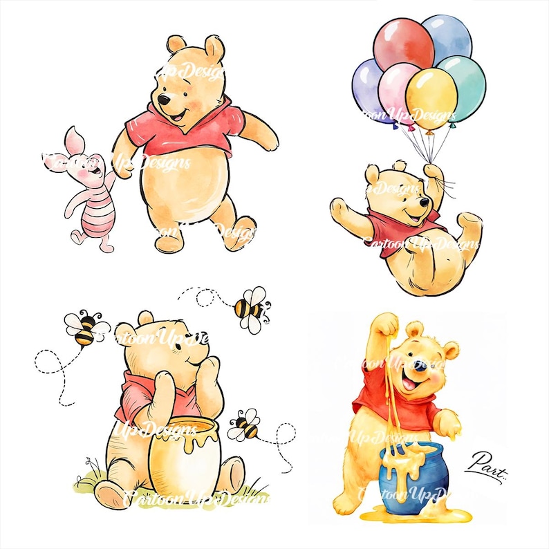 25 PNG 5000 Px. Vintage Winnie the Pooh Clip Art: 25 High-res PNG ...