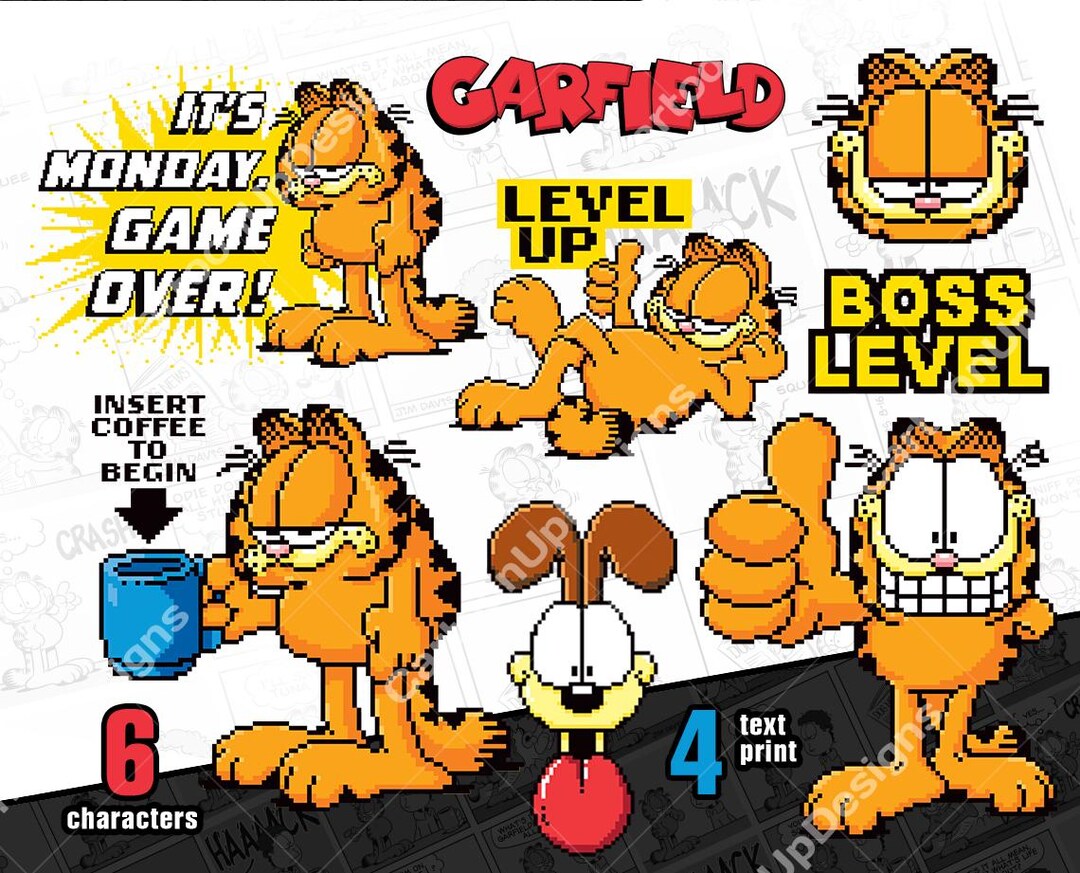 New Garfield Pixel Art PNG Garfield. High Quality Cartoon Png, Cartoon ...