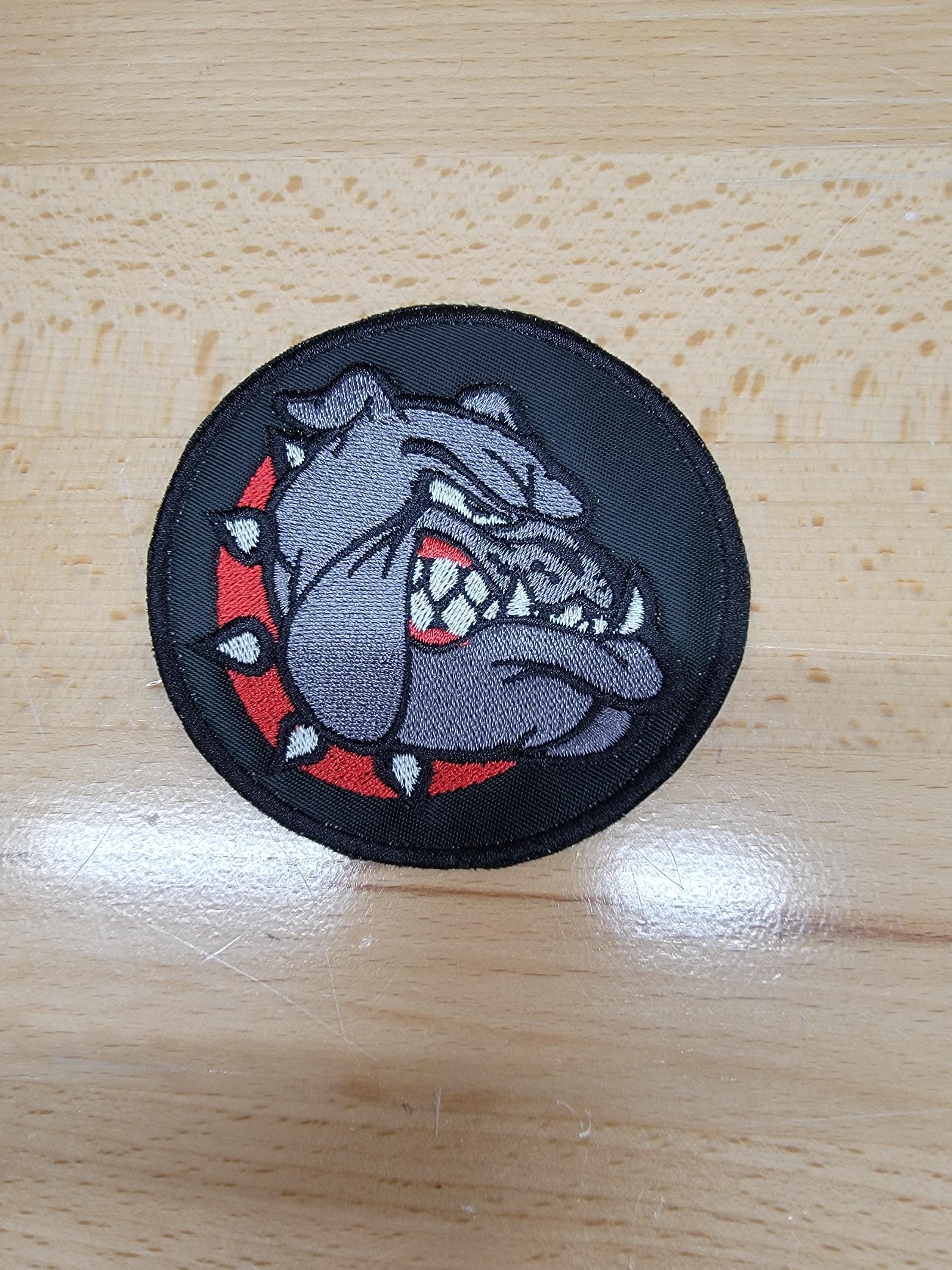 Bulldog Embroidered Patch, Iron on or Hook & Loop Style, Durable Heavy ...