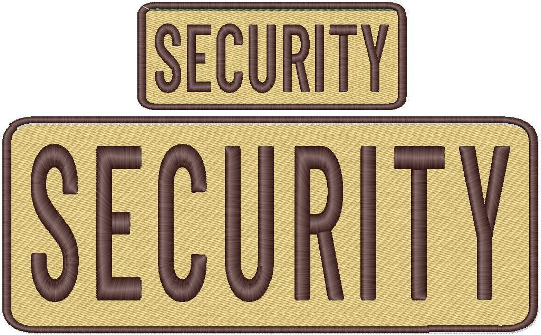 SECURITY Embroidery Patch 10x4 and 5x2 Inches Loop Backing Brown ...