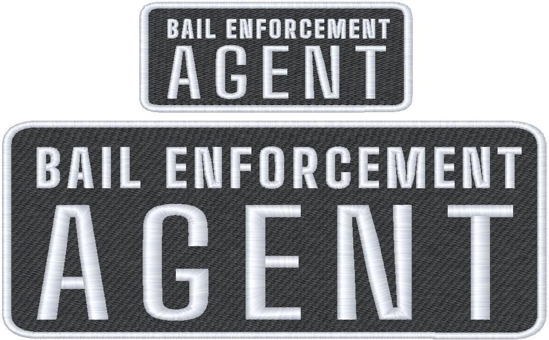 Bail Enforcement Agent Embroidery Patch Set: Black & White Loop Backing ...