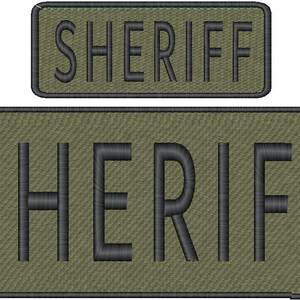 SHERIFF Embroidery Patch 10x4 and 5x2 Inches Hook Backing Black Letters ...