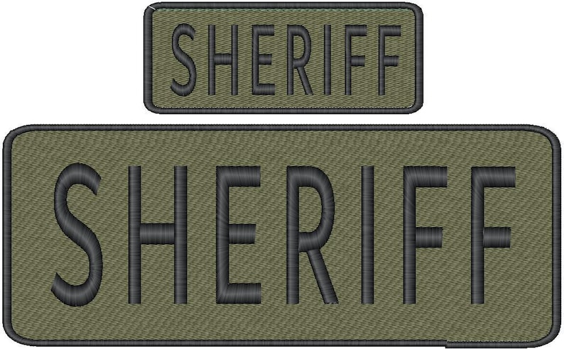 SHERIFF Embroidery Patch 10x4 and 5x2 Inches Hook Backing Black Letters ...