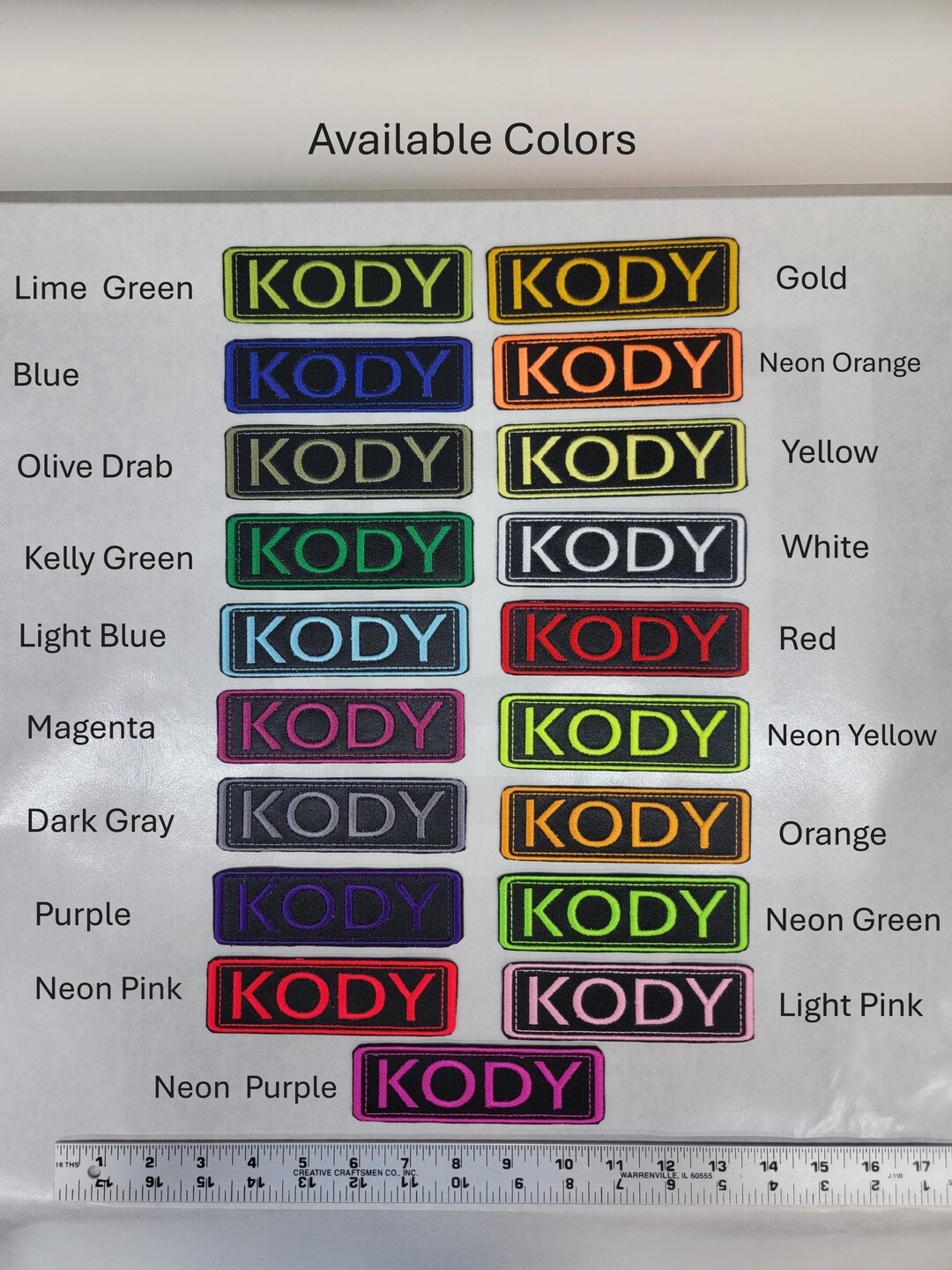 Custom 1.5” X 5" Patches Embroidered With Hook Material on Back for ...