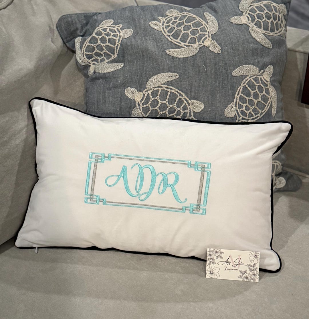 Custom Chinoiserie Monogram Velvet Lumbar Pillow: French Style, 12x20 ...