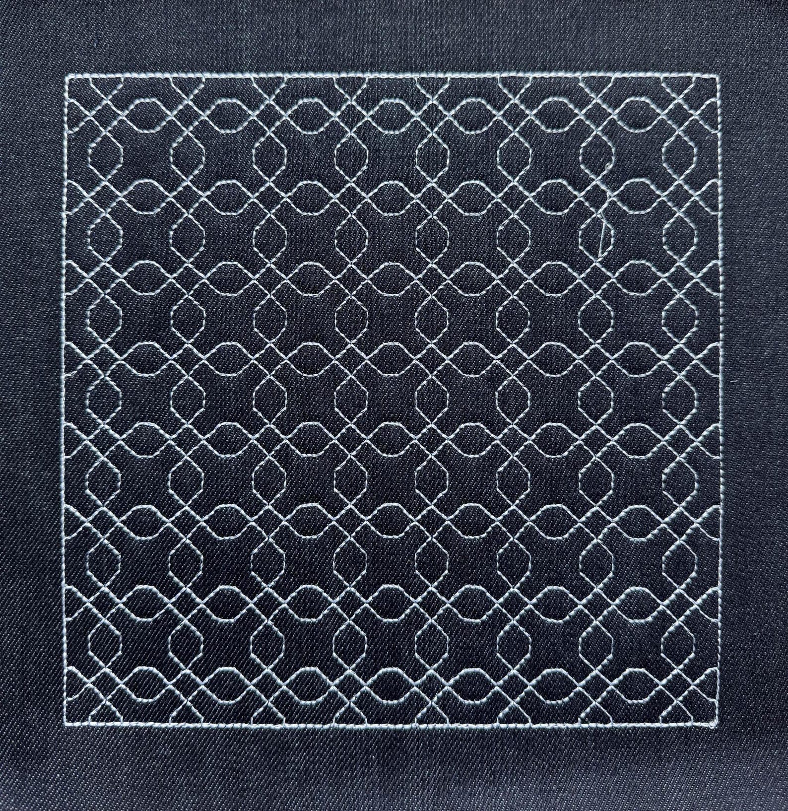 Quilt Block - Embroidered Sashiko Pattern - Hiyoku Igeta (比翼井桁)- 10"x10" - Etsy