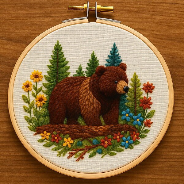 Bear Hand Embroidery - Etsy
