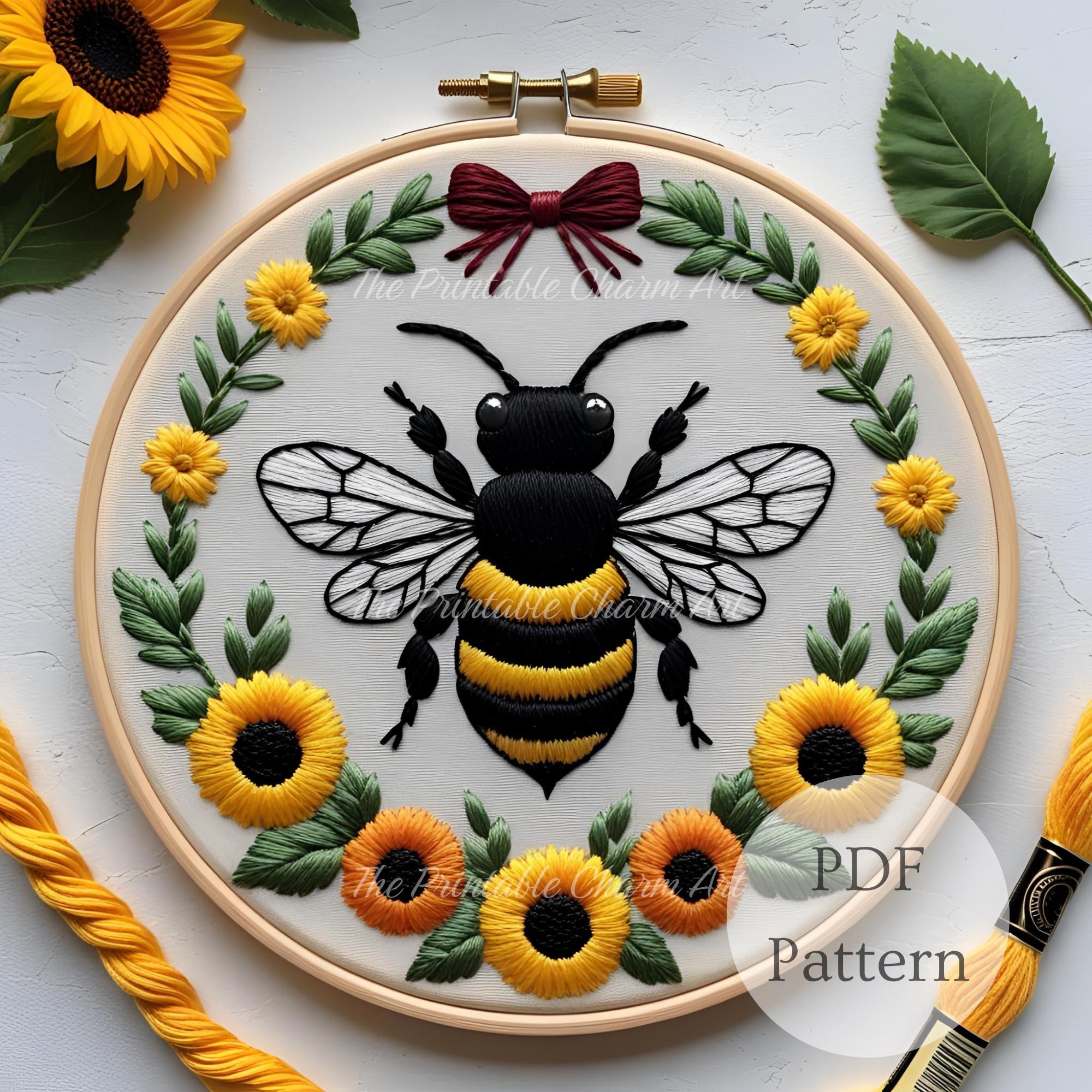 Bumble Bee Embroidery Pattern Bundle: 6 Honeybee Designs (PDF Download ...