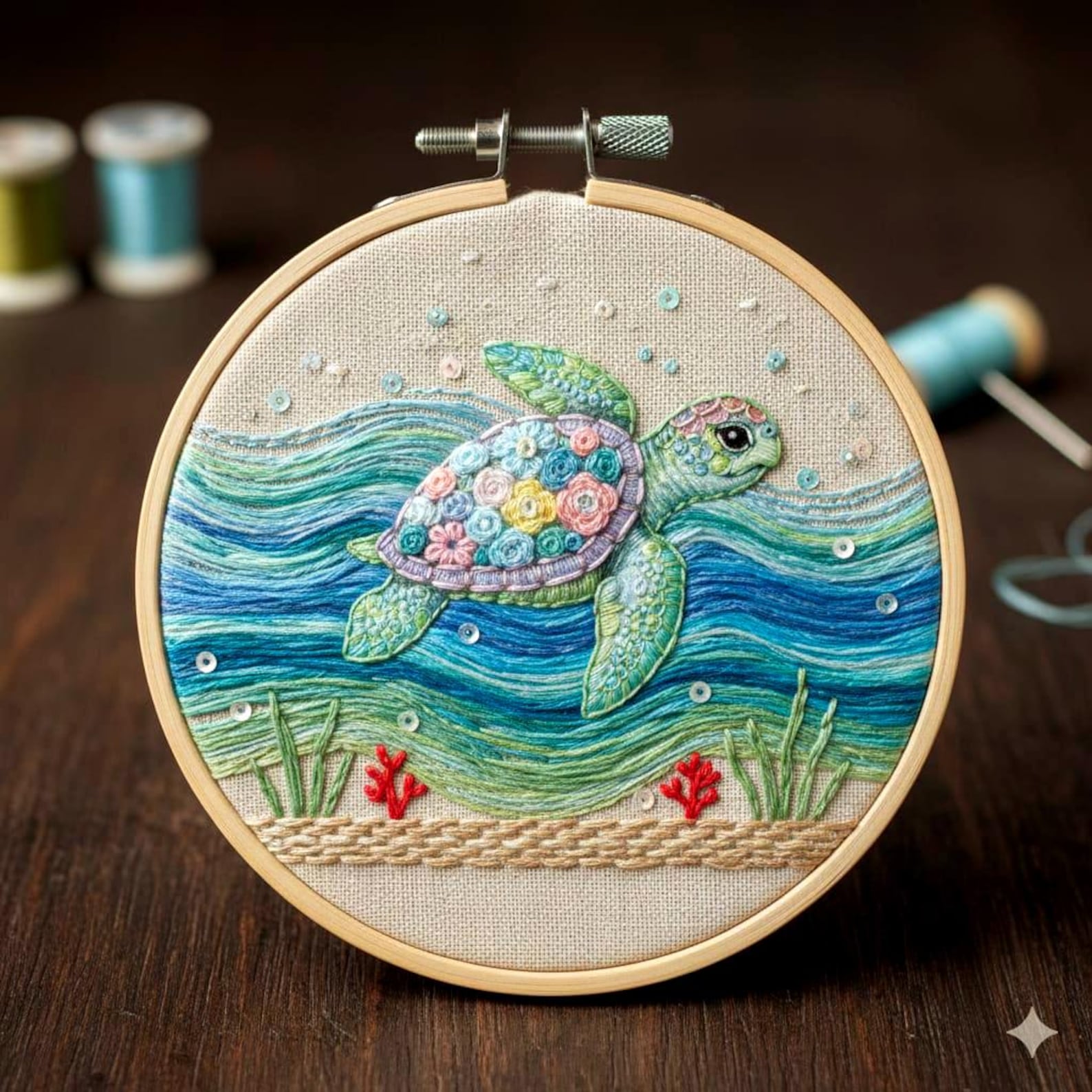Baby Sea Turtle Hand Embroidery Pattern, Nursery Decor Embroidery PDF ...