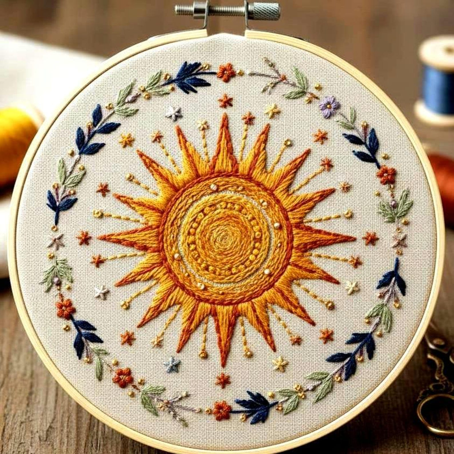 Sun Embroidery Pattern: Beginner DIY Celestial Art, Needlepoint (PDF ...