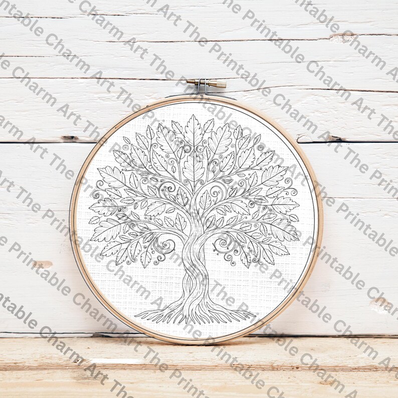 Tree of Life Hand Embroidery Pattern, Nature Hoop Art Design, Modern ...