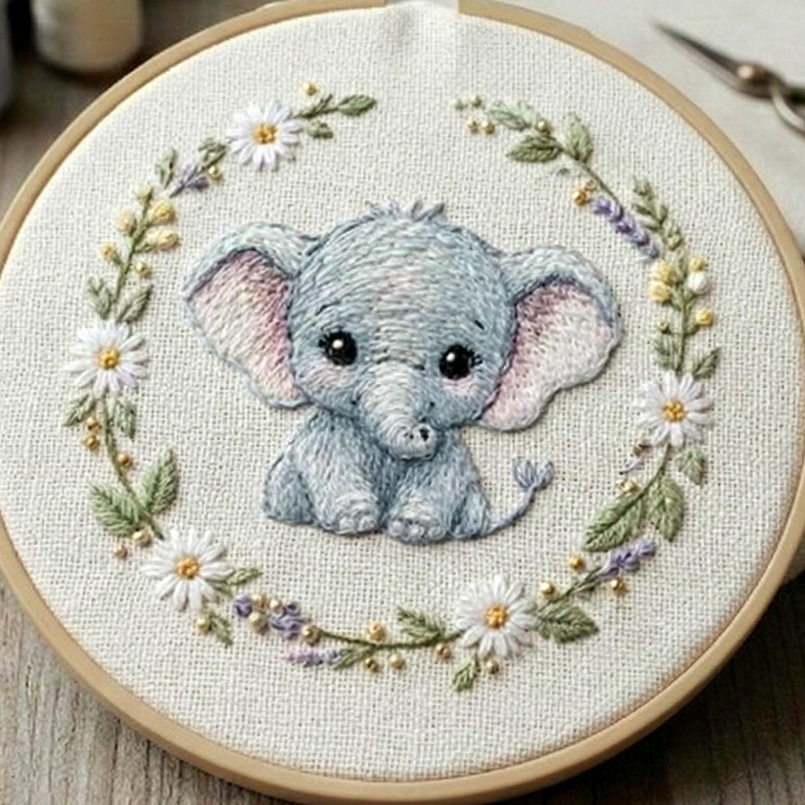 Baby Elephant Hand Embroidery Pattern: Nursery Animal Design PDF - Etsy