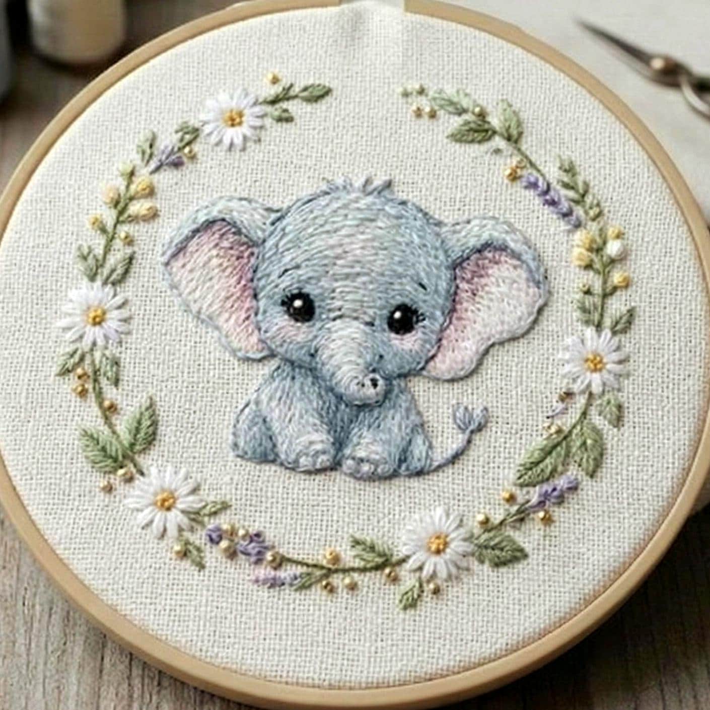 Baby Elephant Hand Embroidery Pattern: Nursery Animal Design PDF - Etsy
