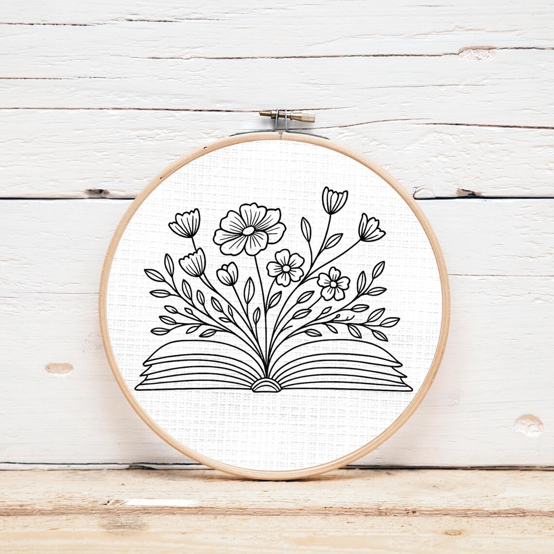 Floral Open Book Embroidery Pattern: Beginner Craft (PDF Digital ...