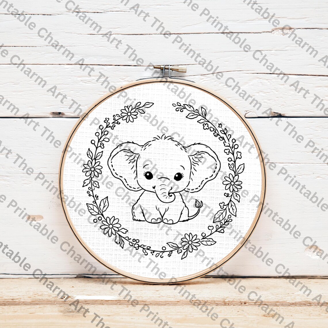Baby Elephant Hand Embroidery Pattern: Nursery Animal Design PDF - Etsy