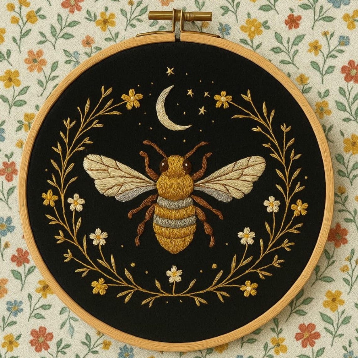 Magical Bee, Floral Buzz Embroidery, Honey Bee Crafts, DIY Embroidery ...