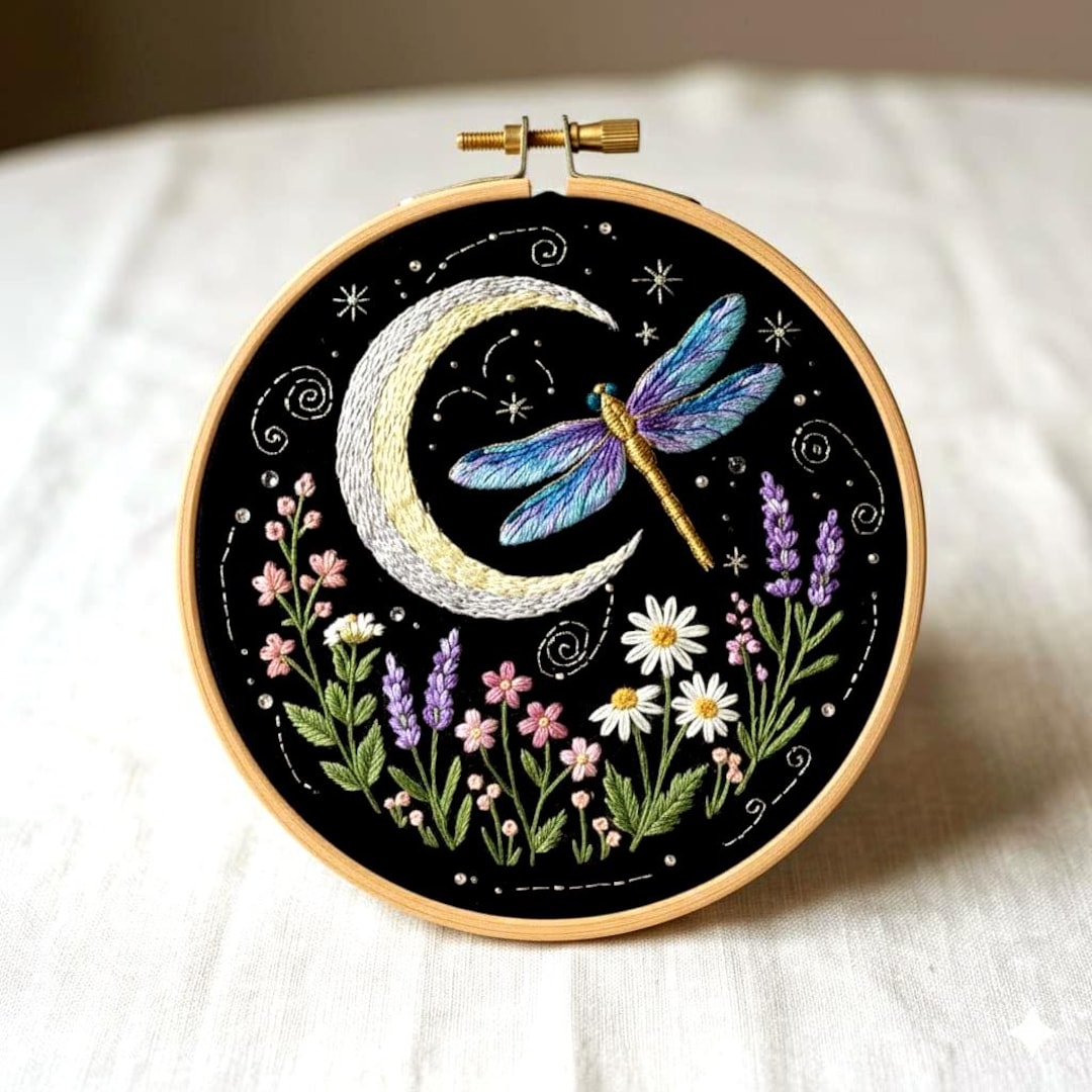 Celestial Dragonfly Embroidery Pattern Dragonfly Embroidery Pattern ...