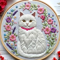 Vintage Cat Embroidery Pattern, Cute Cat Embroidery, Cat Lover Gift for ...