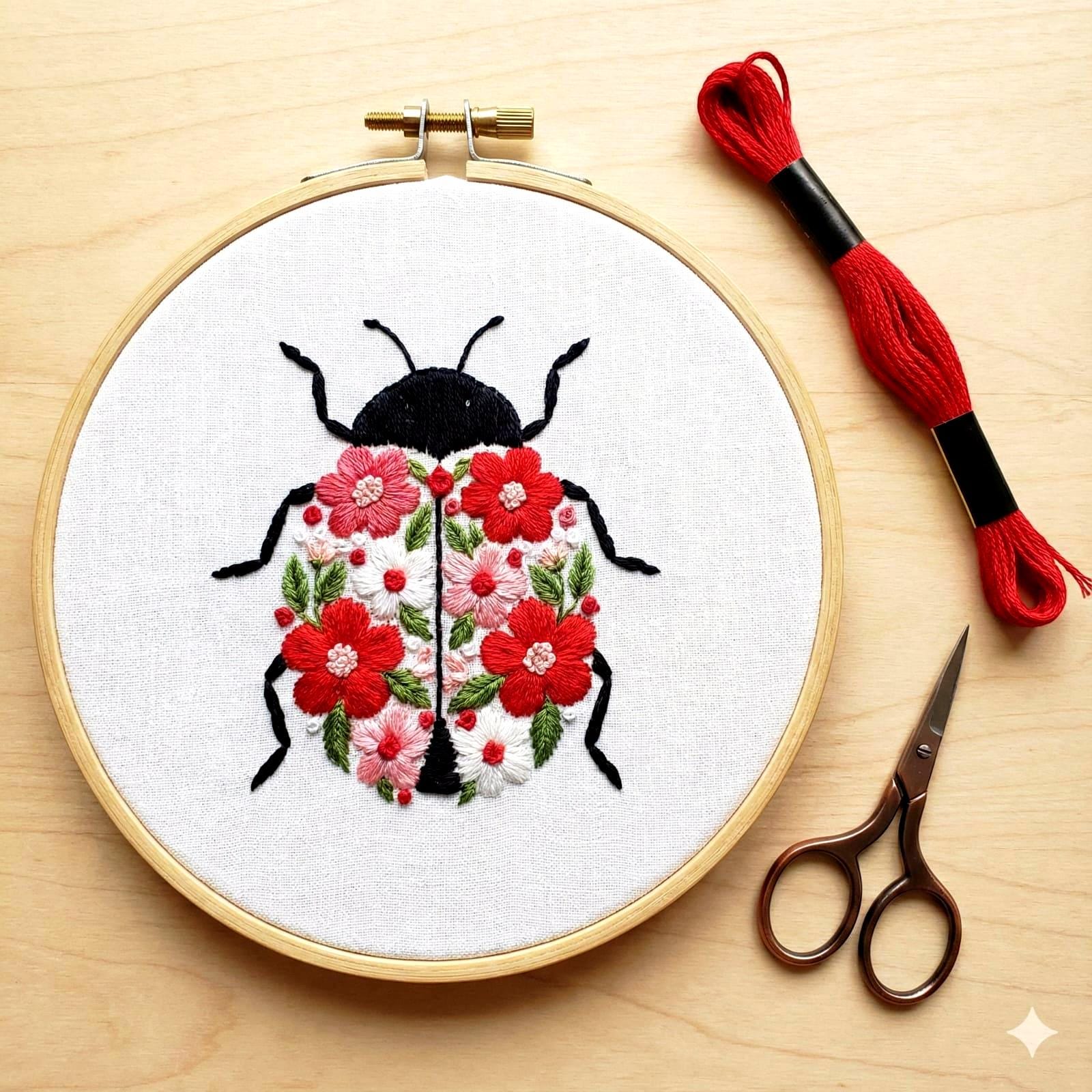 Floral Ladybug Hand Embroidery Pattern – Nature-inspired Bug (PDF) - Etsy