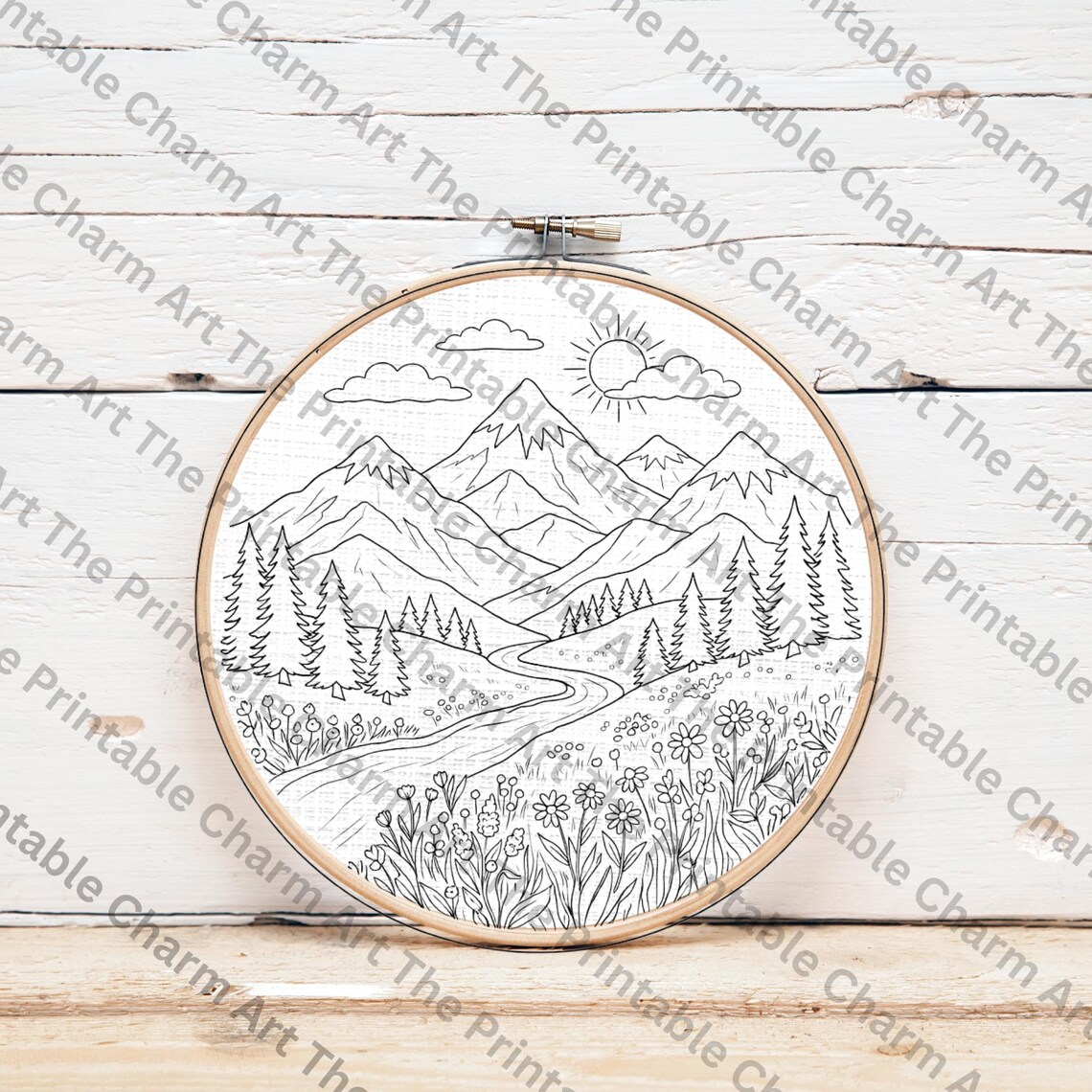 Mountain River Embroidery Pattern – Landscape Hand Embroidery PDF ...