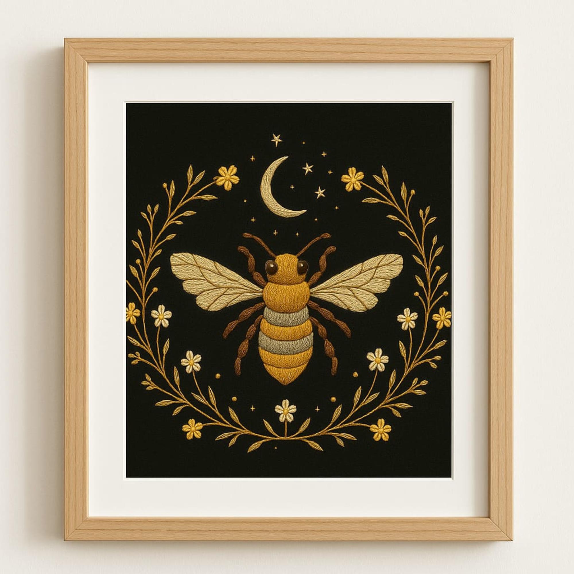 Magical Bee, Floral Buzz Embroidery, Honey Bee Crafts, DIY Embroidery ...