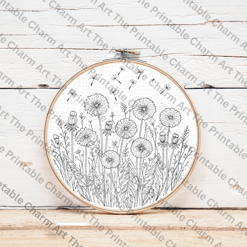 Dandelion Hand Embroidery Pattern, Floral Hoop Art PDF, Beginner ...