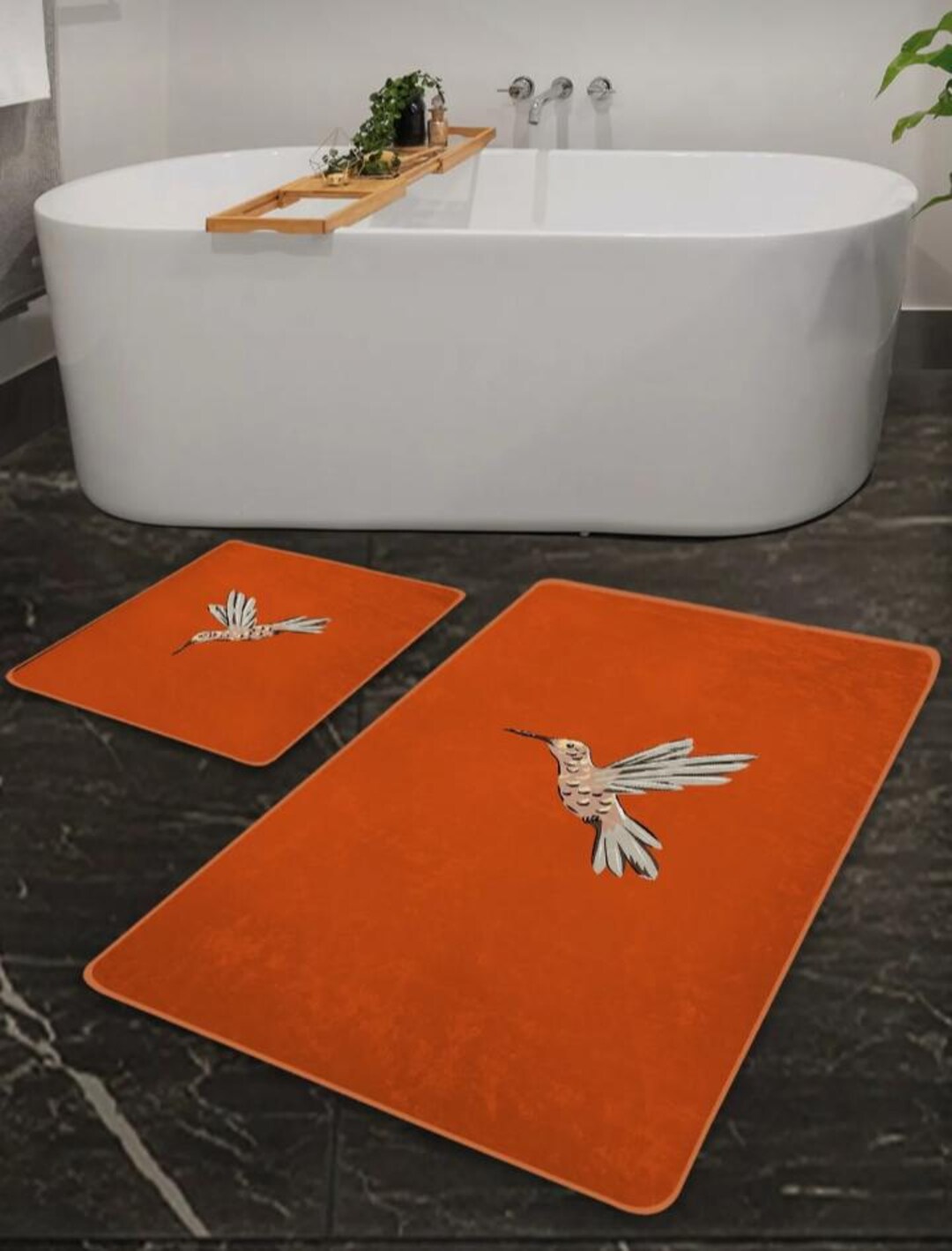 ORANGE Bath Mat, Bath Rug, Modern Toilet Mat, Bath Mat Non Slip, 2 ...