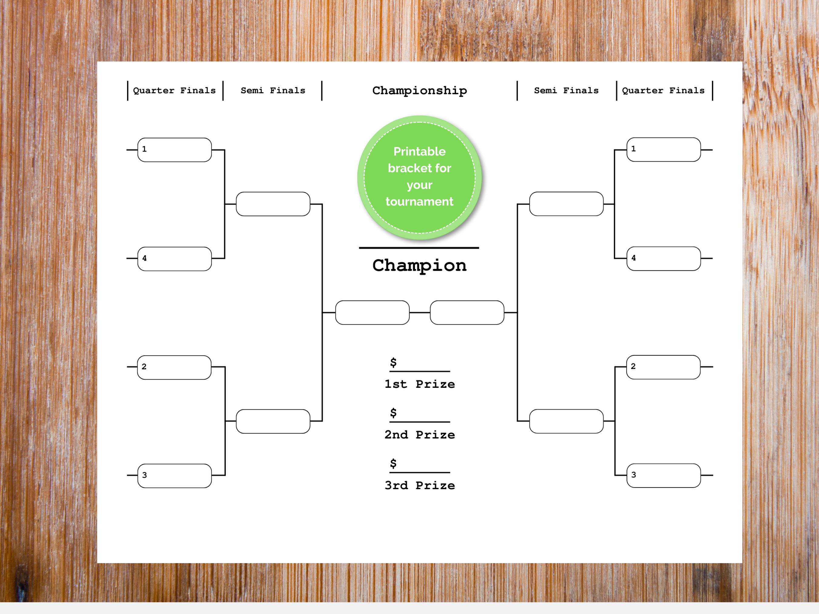 8 Team Printable Tournament Bracket - Etsy