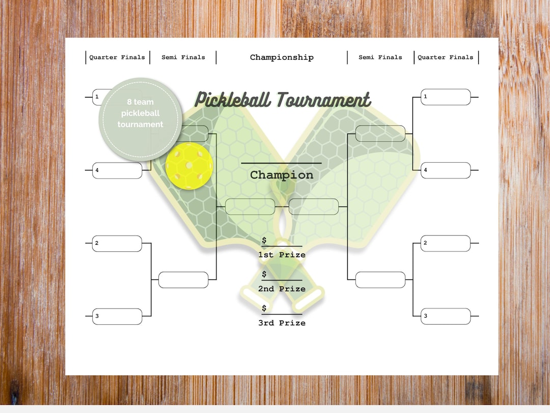 8 Team Printable Pickleball Tournament Bracket - Etsy