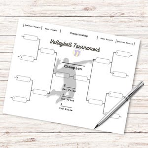8 Team Printable Volleyball Tournament Bracket - Etsy