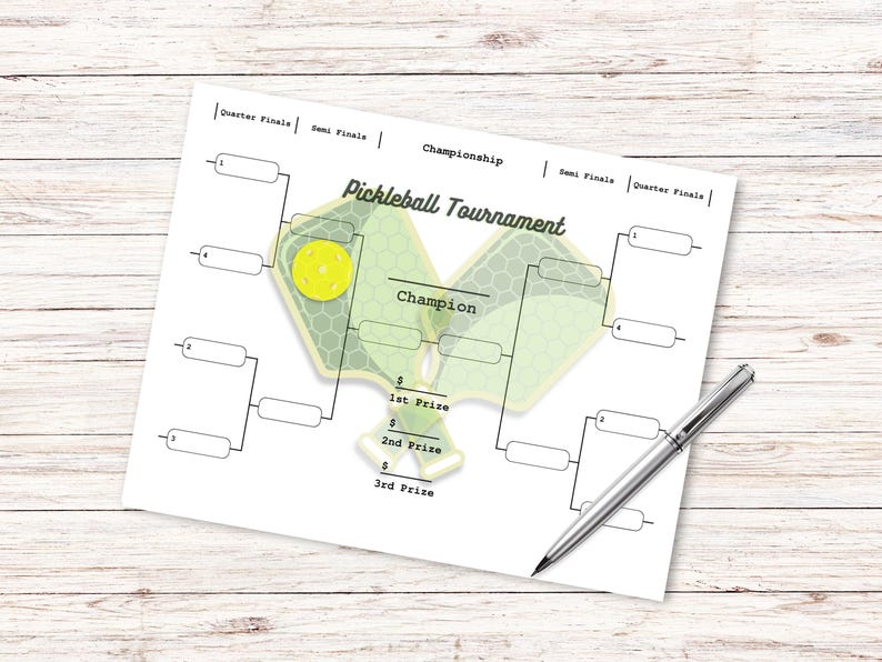 8 Team Printable Pickleball Tournament Bracket - Etsy