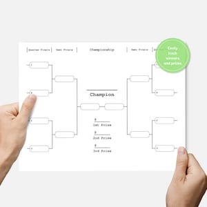 8 Team Printable Tournament Bracket - Etsy