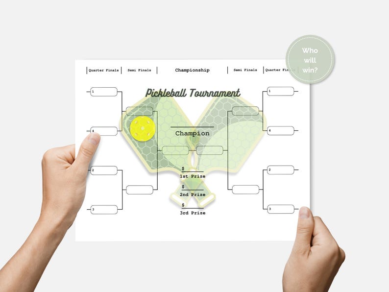 8 Team Printable Pickleball Tournament Bracket - Etsy
