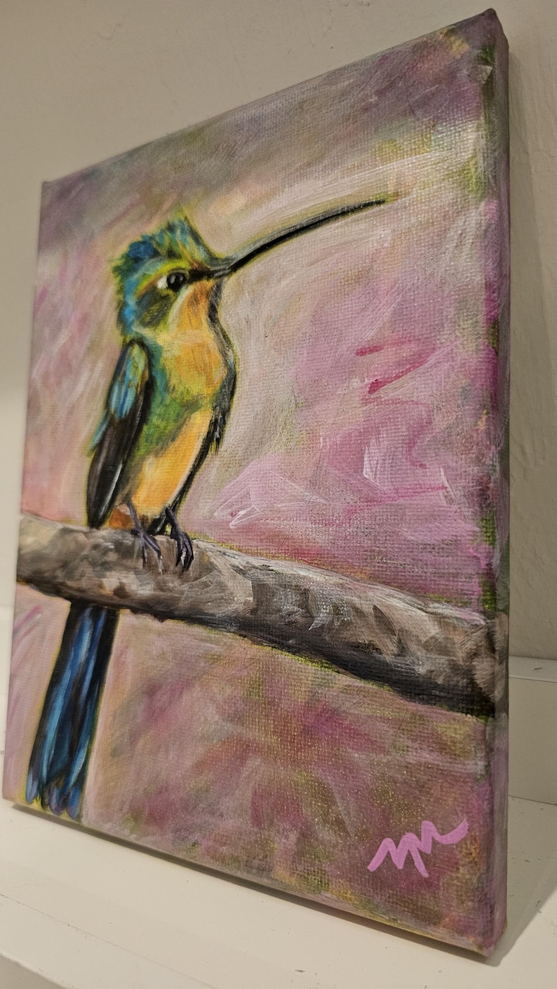 Original Hummingbird Painting 6x8 | Hand-painted Acrylic Bird Art - Etsy