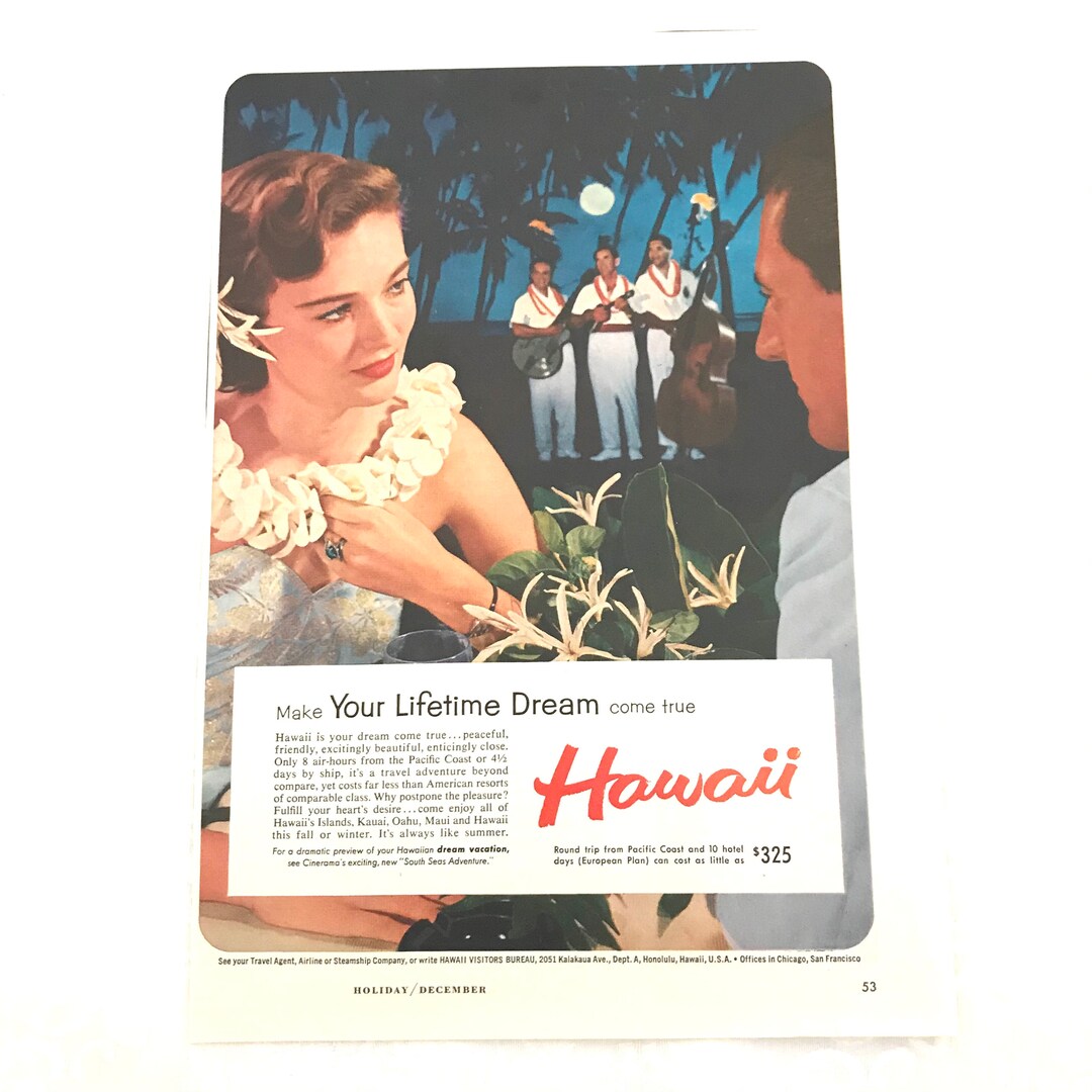 Vintage Original Magazine Ad Advertisement, Hawaii, Travel, Tourism ...