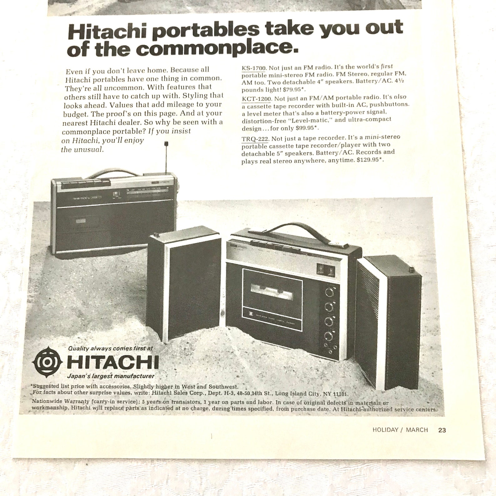 Vintage Original Magazine Ad Advertisement 1960s Hitachi | Etsy