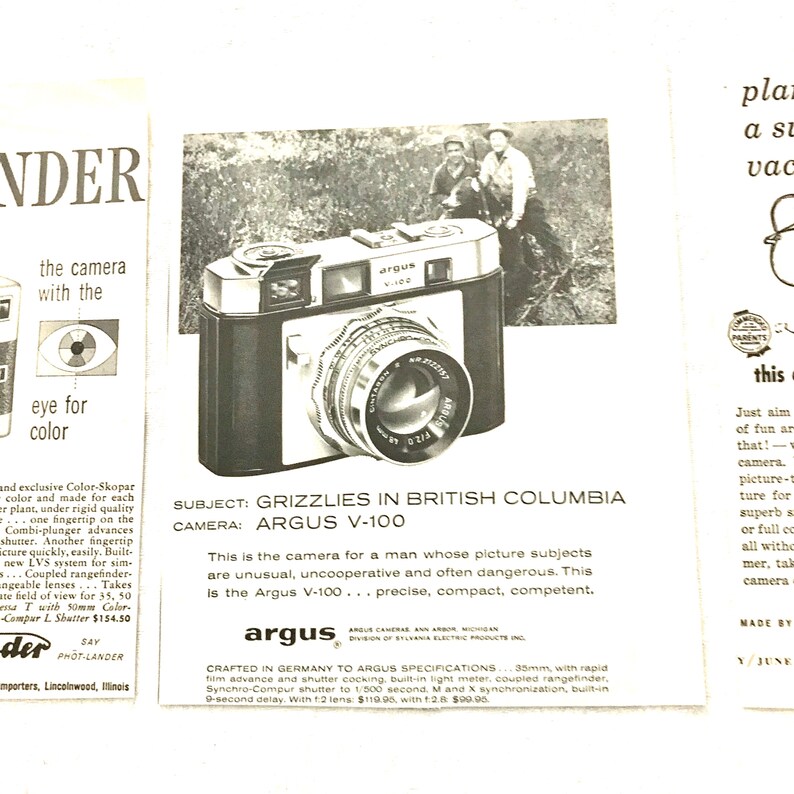 Three Vintage 1950s Camera Original Magazine Advertisement - Etsy