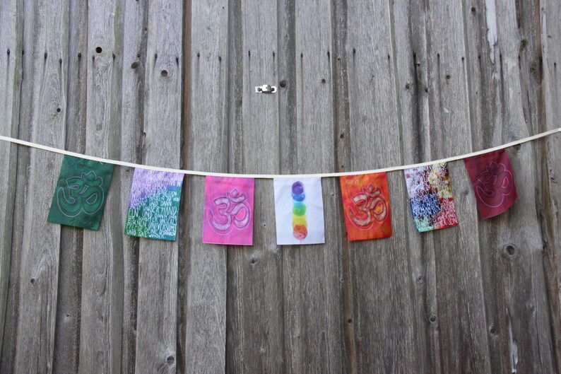 OM Symbol Banner / Chakra Prayer Flags / Spiritual Wall Hanging ...