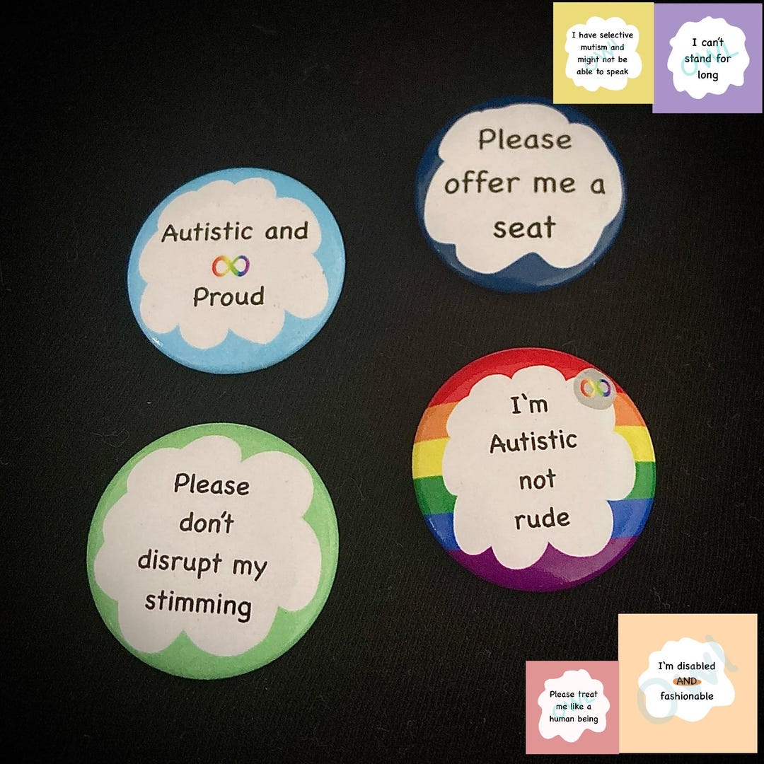 4 NEW DESIGNS up for Pre-order: Autism Disability Button Pins Autistic ...