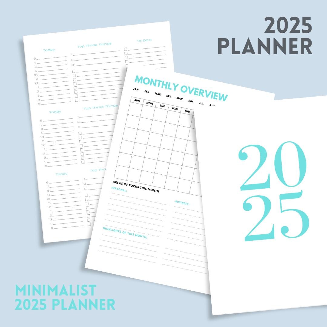 Minimalist Digital Planner 2025 – Simple Digital File Printable Planner ...