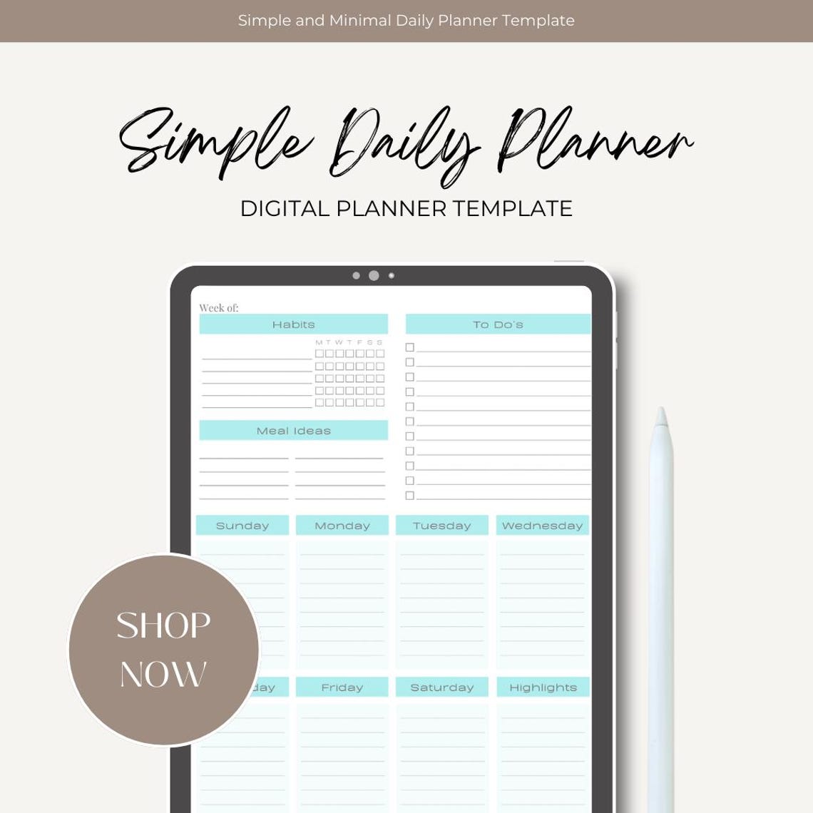 Minimalist Digital Planner 2025 – Simple Digital File Printable Planner ...