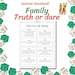 Truth or Dare Game: Family Reunion Printable (PDF) - Etsy