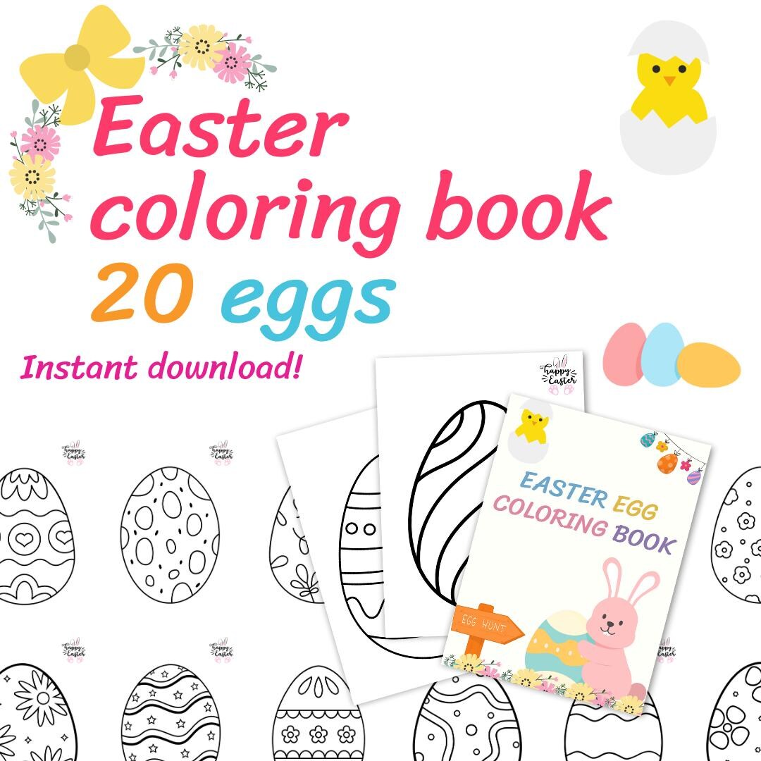 Kids Easter Coloring Pages Printable Easter Egg Activity Fun Spring ...