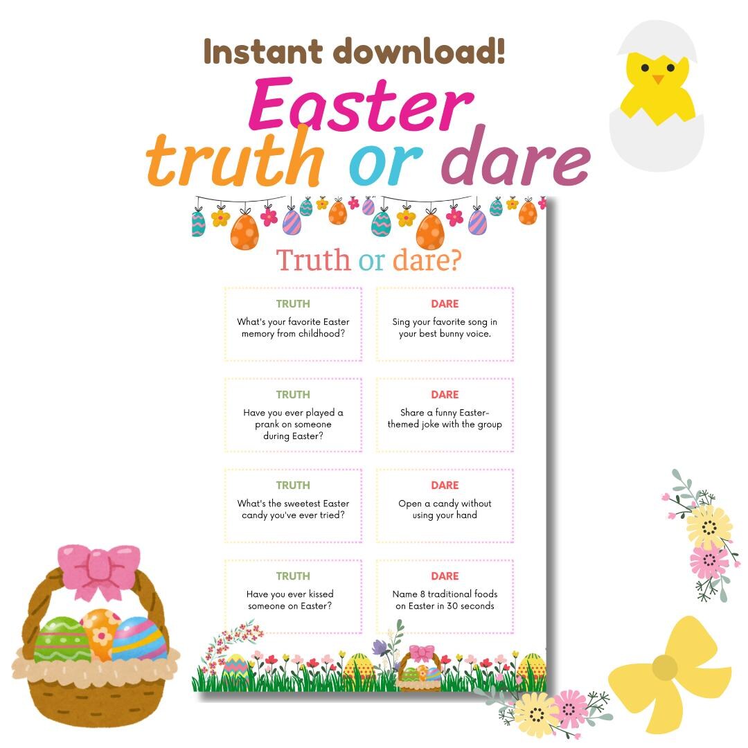 Printable Easter Truth or Dare Easter Game for Kids Teens Adults Easter ...